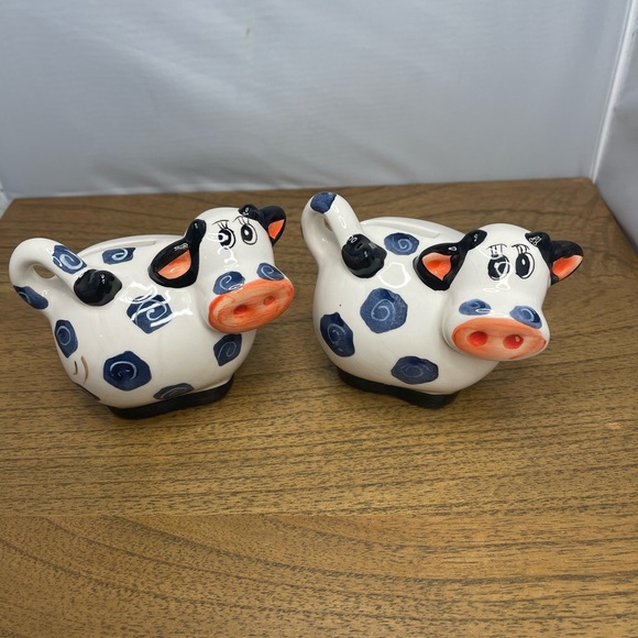 Unbranded | Accents | Vintage Cow Bank Coin Piggy Money Ceramic Blue ...